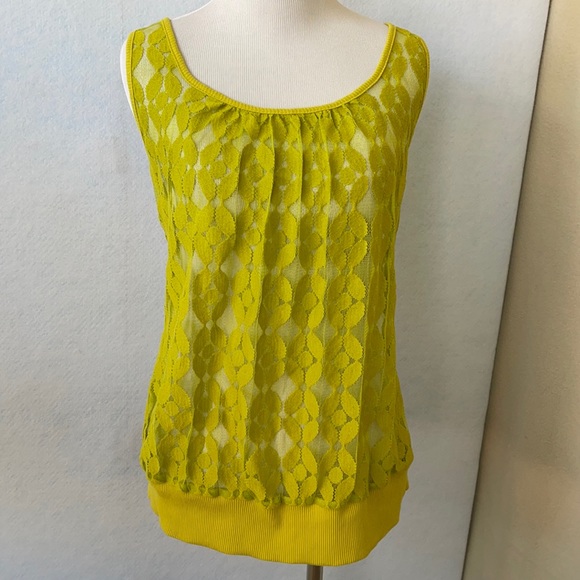 eyelash couture | Tops | Eyelash Couture Pea Green See Thru Netted Tank ...